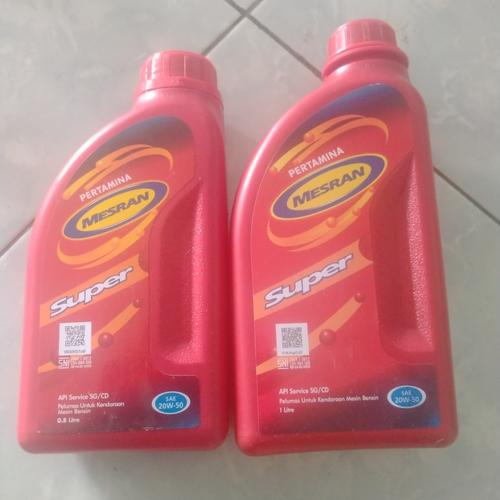 Jual Oli Pertamina Mesran Super 0.8L & 1L Sae 20W-50 800ml - paking ...