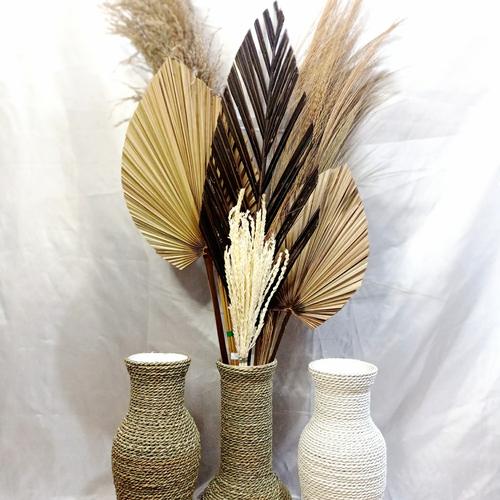 Jual paket bunga kering daun rustic +vas tinggi 40cm cocok taruh di ...