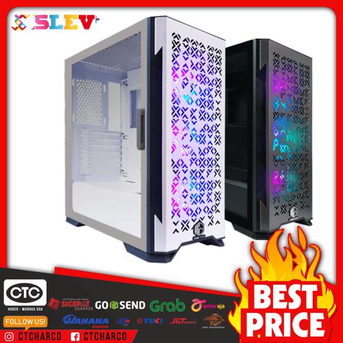 Promo Casing Cube Gaming SLEV White - ATX Tempered Glass + 3 fan RGB ...