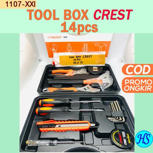 Jual Toolset Toolkit Toolbox Tool Set Tool Kit Tool Box 14 pcs CREST ...