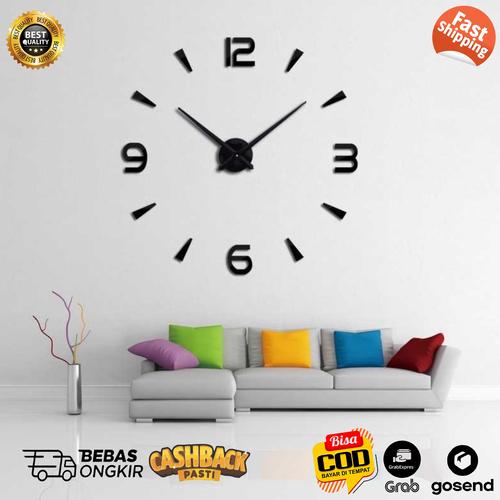 Promo Jam Dinding Besar Tempel 3D Giant Wall Clock Dekorasi Ruang Unik ...