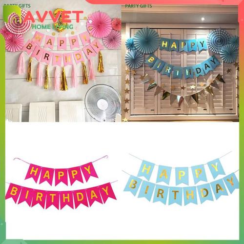 Jual AVVET Banner Happy Birthday Warna Warni Backdrop Pesta Bendera ...
