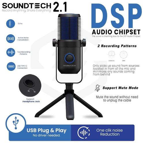 Promo SOUNDTECH 2.0 Microphone USB Condenser Cardioid and ...