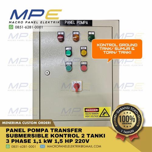 Jual Panel Pompa Transfer Submersible 2 Tanki 3 Phase 1,1kW 1,5HP 220V ...