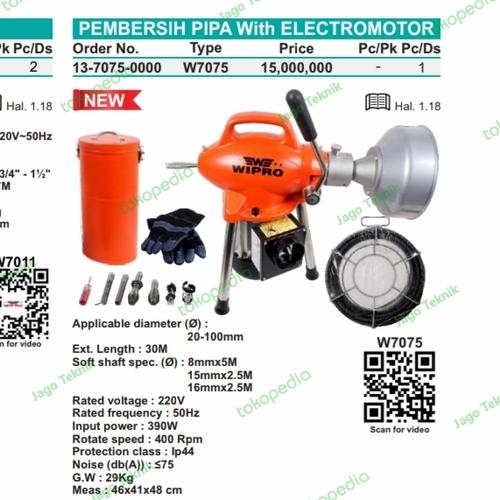 Jual Mesin Pembersih Pipa Elektrik WIPRO W 7075 / Drain Cleaner WIPRO ...