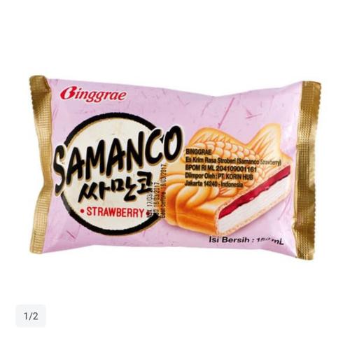 Jual SAMANCO STRAWBERRY KOREAN ICE CREAM ES KRIMIMPORT BINGGRAE ...