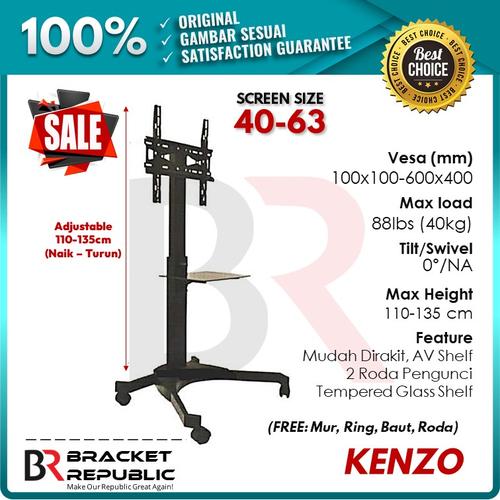 Promo Standing Bracket Braket TV 32 43 50 55 60 65 Inch Roda Dorong ...