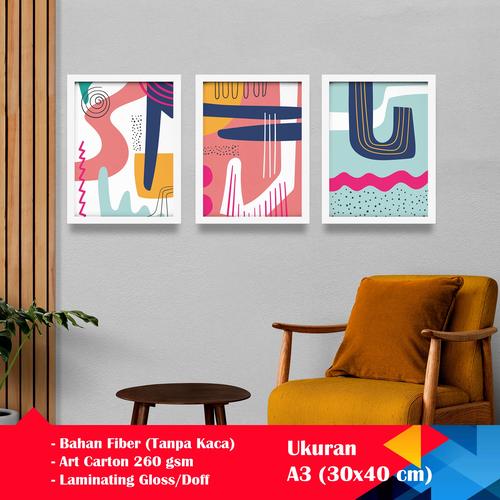 Jual Hiasan Dinding Frame Fiber Poster Modern Abstrak Minimalis 02 ...