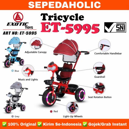 Jual Sepeda Roda Tiga 3 EXOTIC ET 5995 Kursi Putar Roda Nyala Tricycle ...