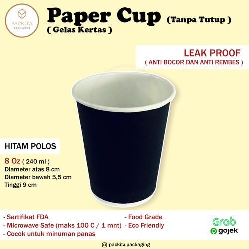 Jual Paper Hot Cup / Gelas Kertas Tahan Panas Black 8 Oz 240 ml - Jakarta Barat - Packita ...