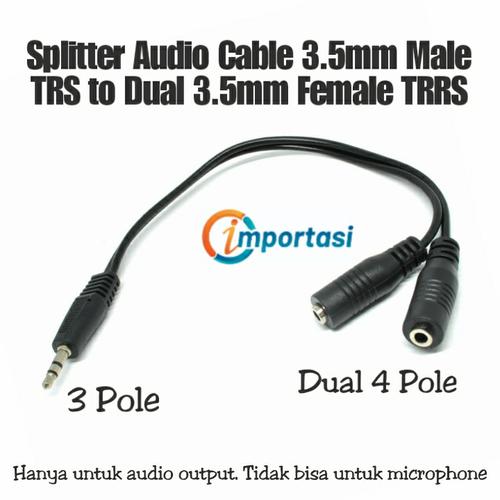 Jual Splitter Audio Cable 3.5mm Male TRS to Dual 3.5mm Female TRRS ...