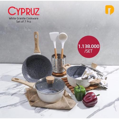Jual Cypruz White Granite Cookware Set of 7 Pcs Wajan Premium Anti ...