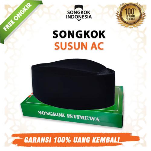 Jual PECI KOPYAH SONGKOK HITAM SUSUN AC KOPEAH BAHAN LEMBUT ADEM ANTI ...