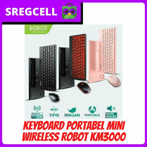 Jual Robot KM3000 Portabel Mini Wireless Keyboard & Mouse Combo (COD ...