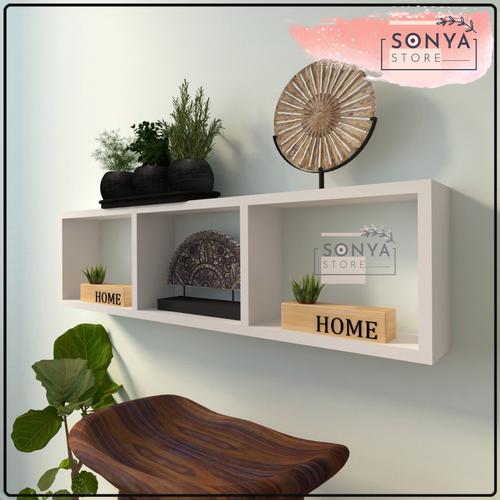 Promo Rak Dinding Minimalis Gantung Tempel Tembok Vintage Rak Buku Kayu ...