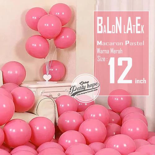 Jual balon macaron merah/ balon pastel / balon pastel merah / balon ...