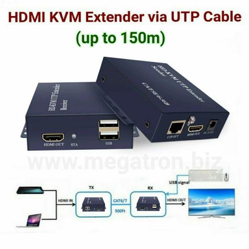 Jual HDMI KVM USB (Mouse keyboard) Extender via UTP Cable - Up to 150 ...
