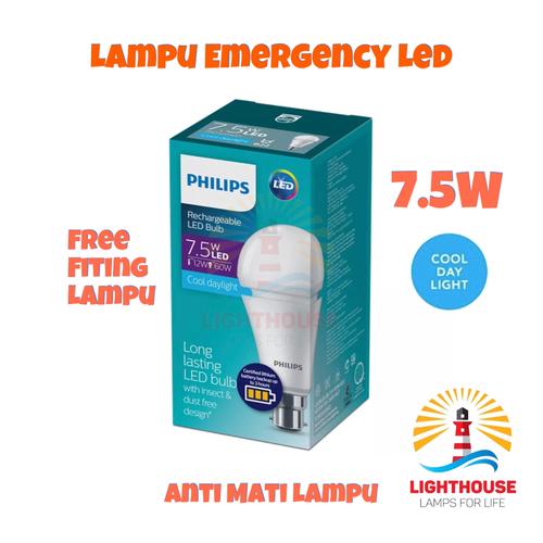 Jual Philips Lampu Emergency Led Bulb 7.5W Rechargeable Putih E27 7.5 ...