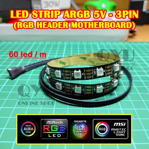 Jual LED Strip Addressable RGB / ARGB 5V 3PIN PC ASUS GIGABYTE MSI ...