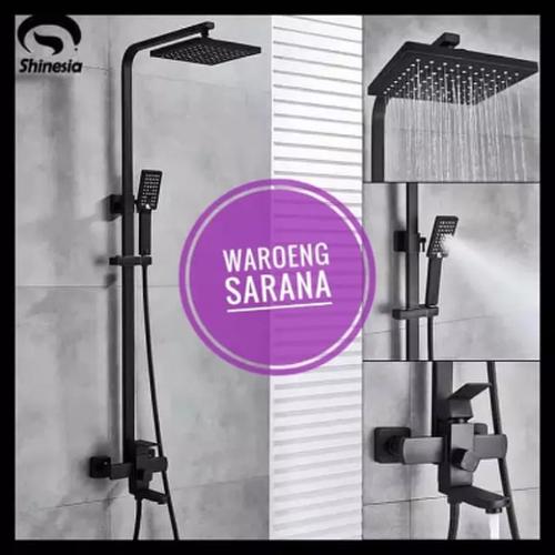 Jual Shower Column HITAM Stainless kotak / Tiang Shower Mixer Hitam ...