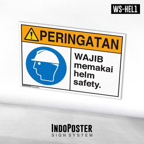 Jual Stiker Safety Sign K3 ANSI Peringatan Wajib Memakai Helm Safety ...