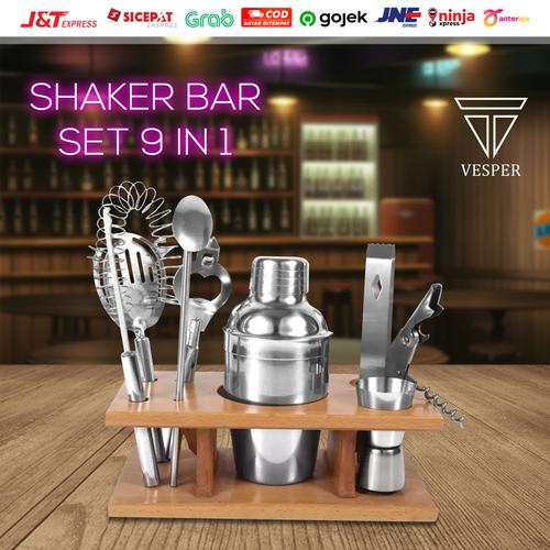 Promo Cocktail shaker bar set / shaker stainless / strainer / bartender ...
