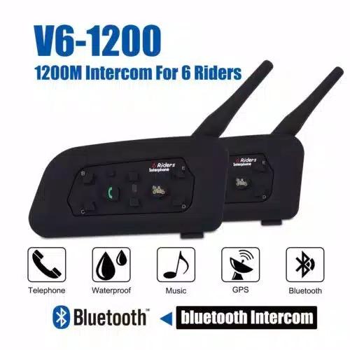Jual Intercom interphone headset bluetooth V6 pro- 6 riders 1200 M for ...