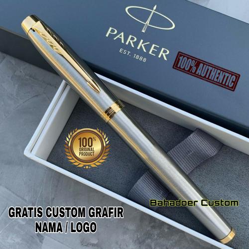 Jual PULPEN PARKER ORIGINAL NEW IM BRUSHED METAL GRATIS CUSTOM GRAFIR ...