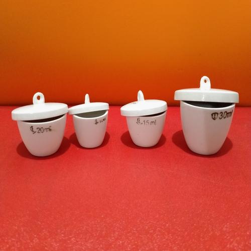 Jual Crucible Porcelain 20 ml. Dengan Tutup. Cawan Krusibel 20 ml ...