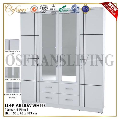 Jual Lemari Pakaian Baju 4 Pintu Minimalis Full Putih by Osfransliving ...