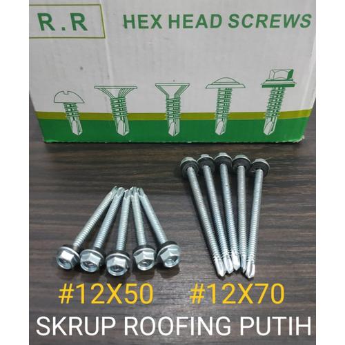 Jual skrup sekrup baut paku roofing ruping baja ringan putih RR 12 X 70 ...