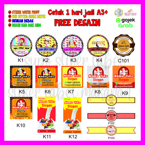 Jual CETAK STICKER LABEL KUE MAKANAN VINYL A3+ - CROMO - Kota Bekasi ...