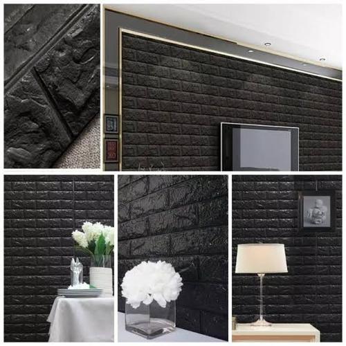 Jual wallpaper foam 3d peredam panas dan suara motif bata hitam 4 mm ...