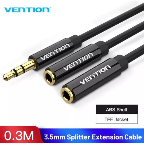 Jual Vention Kabel Splitter 3.5mm Male to 2 Female audio Original 100% ...