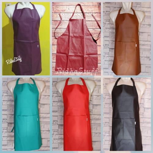 Promo Apron Kulit Sintetis - Merah - Kota Bandung - Ridha Stuff | Tokopedia