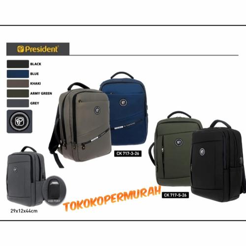 Jual TAS RANSEL PRESIDENT ORIGINAL 717 ORIGINAL - HITAM - Biru ...