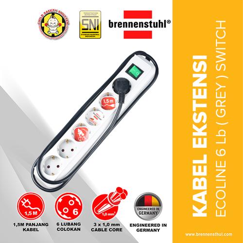 Promo Brennenstuhl Stop Kontak 6 Lubang Eco Line Switch 1,5 Meter Abu ...