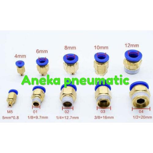 Jual PC 6-01 ( fitting pneumatic/nepel selang 6mmx1/8 ) fitting ...