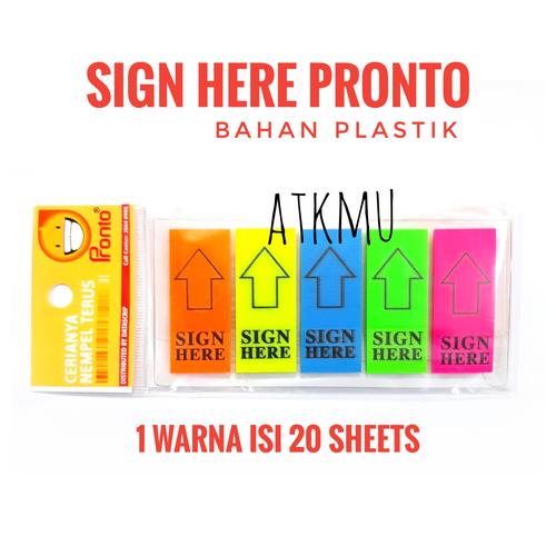 Jual Post It " SIGN HERE " Pronto 5 Warna Plastik / Penanda Tanda ...
