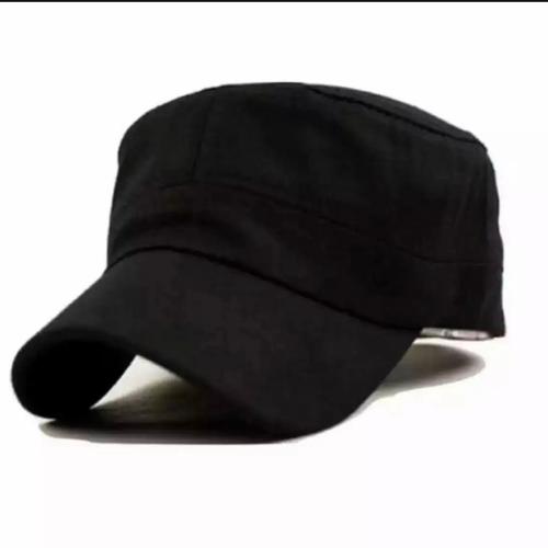 Jual topi komando/army polos hitam/topi polos nahkoda - Hitam, 56 ...