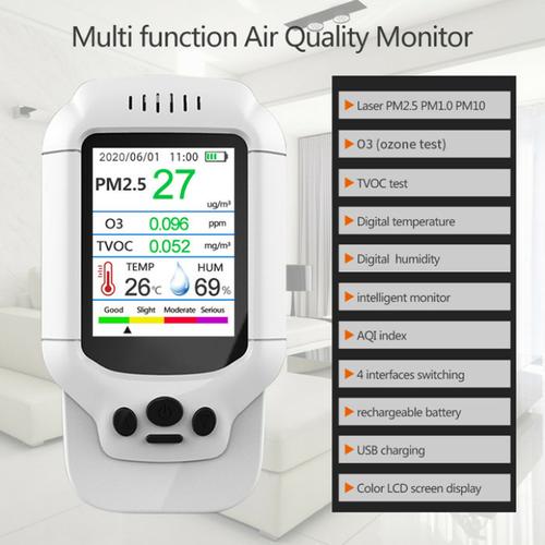 Jual Air Quality Detector Ozone PM2.5 1.0 10 TVOC O3 Gas Humidity ...
