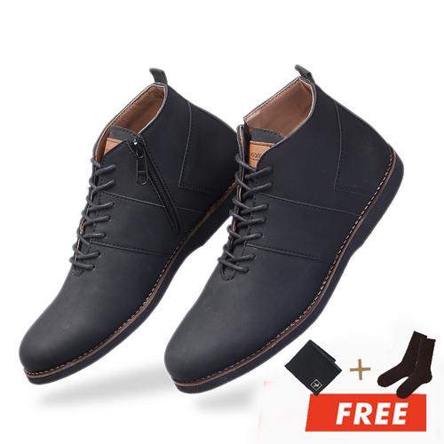 Promo MOOFEAT ALTAR - SEPATU KULIT PRIA SEMI BOOT CASUAL ZIPPER BLACK ...