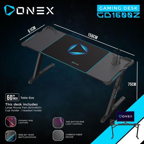 Promo ONEX GD1600Z RGB Gaming Desk Meja 60", Mousepad, Holder, Rack, Z ...