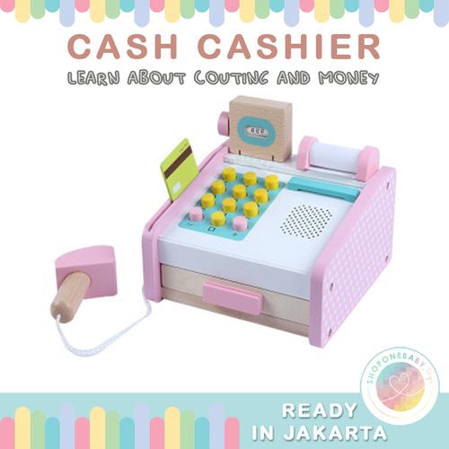 Jual JKT Mainan Anak Cashier Pink Cash Register Wooden Pretend Play ...