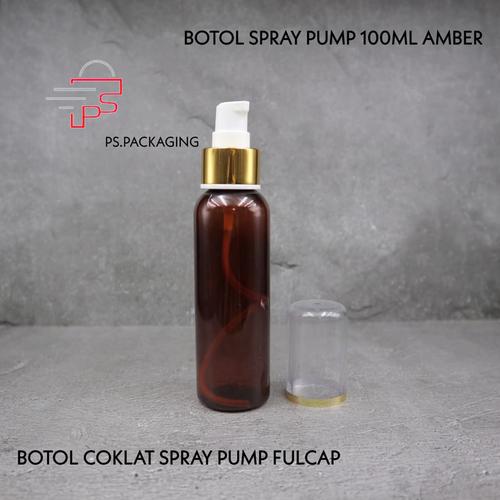 Jual Botol Treatment pump 100ml Amber / Botol amber Plus tutup pump ...