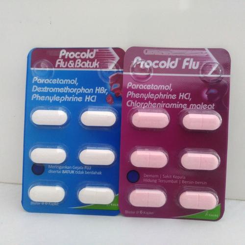 Jual procold biru ungu,obat demam,flu & flu dan batuk 1 strip isi 6 ...