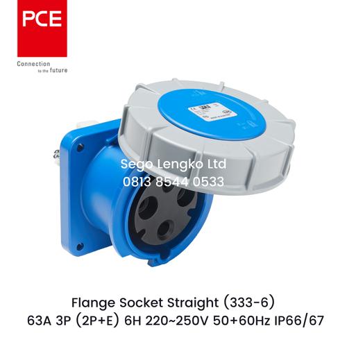 Jual CEE Flange Socket Straight 63A 3P (2P+E) 6H 220V IP67 333-6 PCE ...