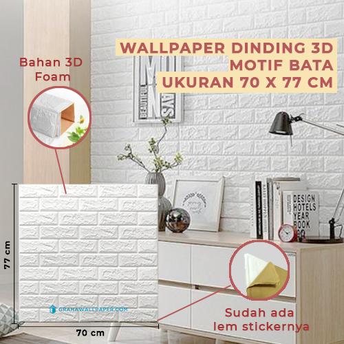 Jual Wallpaper Dinding 3D Bata Putih 70 x 77 cm - Bata Putih 6mm - Kab ...