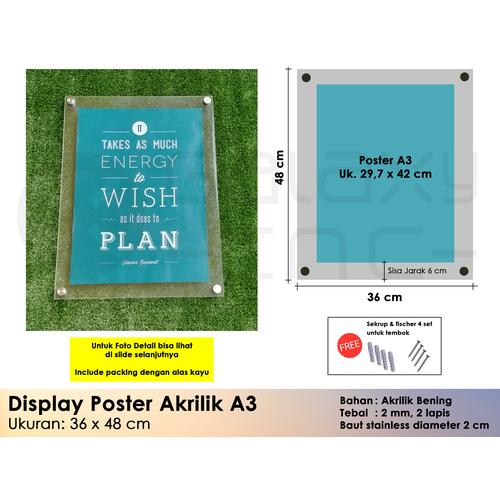 Jual Akrilik Poster / Acrylic Display / Frame Akrilik - Tebal 2 mm - A3 ...