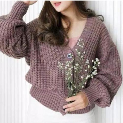 Jual sweater cardigan cewe perempuan wanita croptop kekinian - Coffee ...